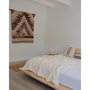 HOUSE NO.23 Sherpa Fleece Throw Blanket, Double Gauze Organic Turkish Cotton, Lightweight Super Soft Warm Blanket Bed Couch, All Seasons, Home Decor, Fall Decor, 51x67 (Coconut)