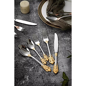 ELiTA ESSENTIALS Luxury 30 Pcs Silverware Set, Royal Flatware Set, Modern 304 Stainless Steel Flatware, Cutlery, Tableware. Serving 6. (Gold & Silver)