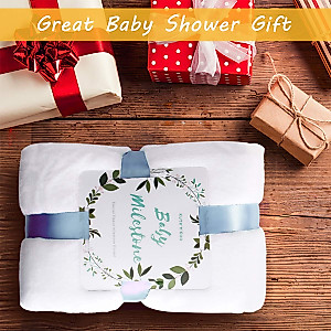 Kute 'n' Koo Baby Monthly Milestone Baby Blanket for Girl Boy, Large Personalized Photography Background Blankets, Thick Fleece for Mom Newborn (55''x47'')