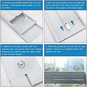 Window Vent Kit for Portable Air Conditioner, Adjustable Window Seal Plate Kit for AC Unit, Adjustable Length 21 Inch to 62 Inch, AC Window Kit for Exhuast Hose of 15cm/5.9 Inch.