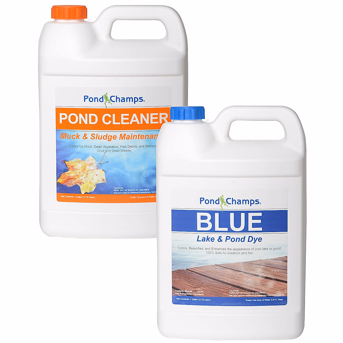 Pond Champs Blue Pond Dye and Pond Cleaner- 1 Gallon of Each