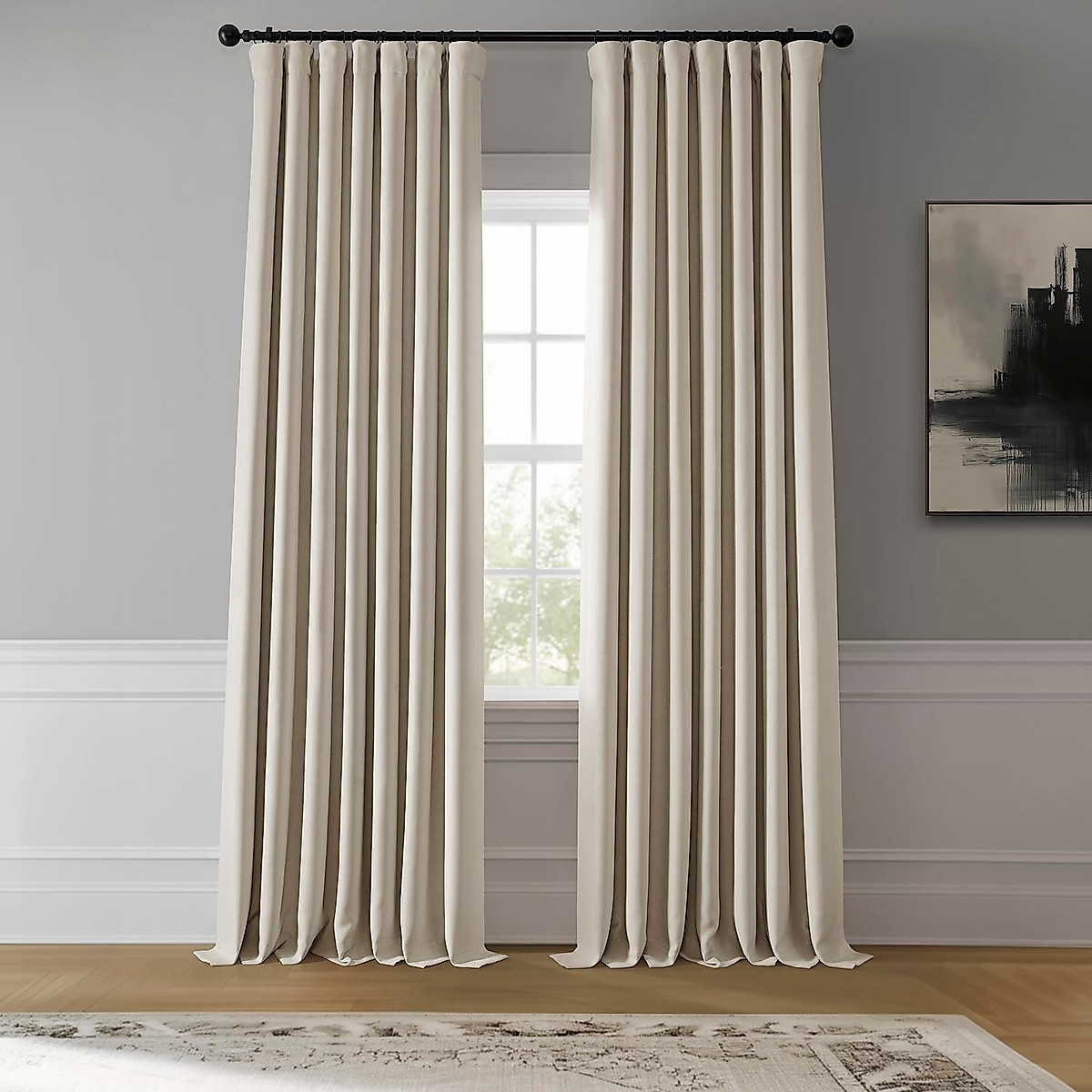 HPD Half Price Drapes BOCH-LN185-P Faux Linen Room Darkening Curtains for Bedroom (1 Panel), 50 X 96, Birch