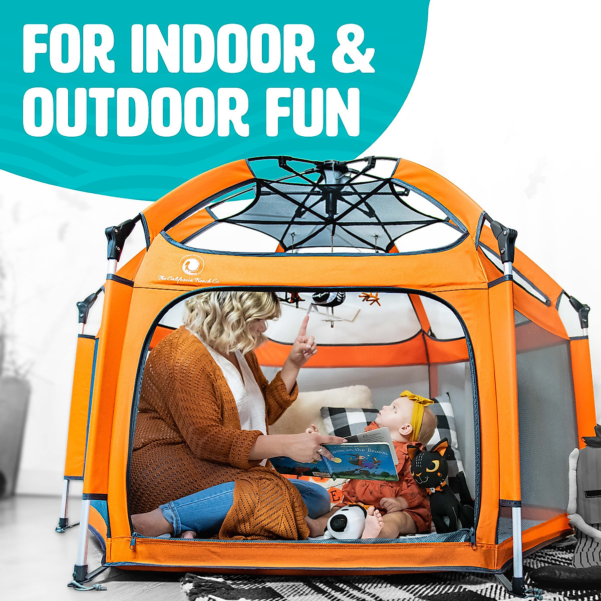 The Original POP 'N GO Premium Outdoor and Indoor Baby Playpen - Portable, Lightweight, Pop Up Pack and Play Toddler Play Yard w/Canopy and Travel Bag - Orange