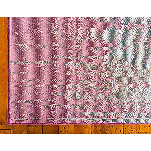 Unique Loom Vita Collection Saturated Over-Dyed Traditional Gradient Area Rug, 4 ft x 6 ft, Fuchsia/Light Blue