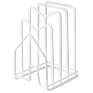 HAOCESS Pot Lid Organizer, Cutting Board Rack, Kitchen Shelf Chopping Board Rack, Kitchen Countertop Drain Storage Shelf, Bedroom Study Bookshelf Desk Organization (White)