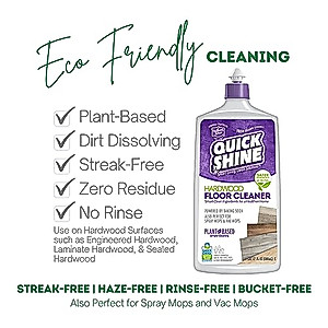Quick Shine Hardwood Floor Cleaner & Wood Floor Polish w/Plant-Derived Carnauba 2-27oz Bottles, Removes Scratches, Safer Choice, A Clean That Can Be Seen
