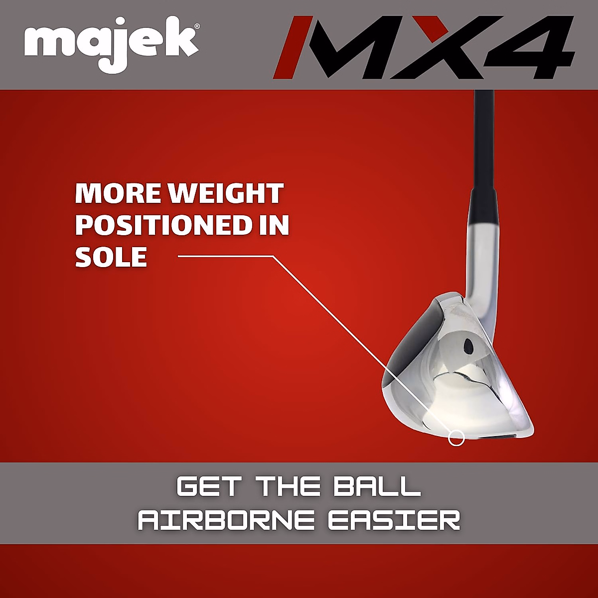 Men’s Majek MX4 Hybrid Iron Set, which Includes: #4, 5, 6, 7, 8, 9, PW Senior Flex Right Handed Utility “A” Flex Clubs