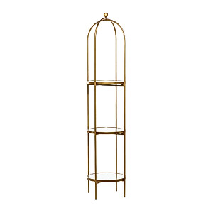 Deco 79 Metal 3 Shelf Shelving Unit with Mirror Shelves, 18" x 18" x 73", Gold