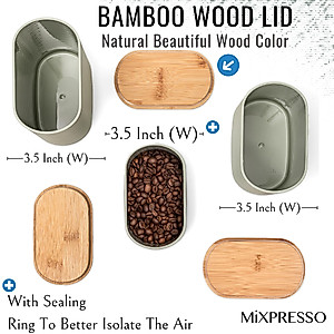 Mixpresso 3 Piece Set Of Airtight Plastic Canister With Bamboo Lid, Canisters For Kitchen Counter, Coffee And Sugar Canister Set, Decorative Sugar Container, Kitchen Decor For Counter