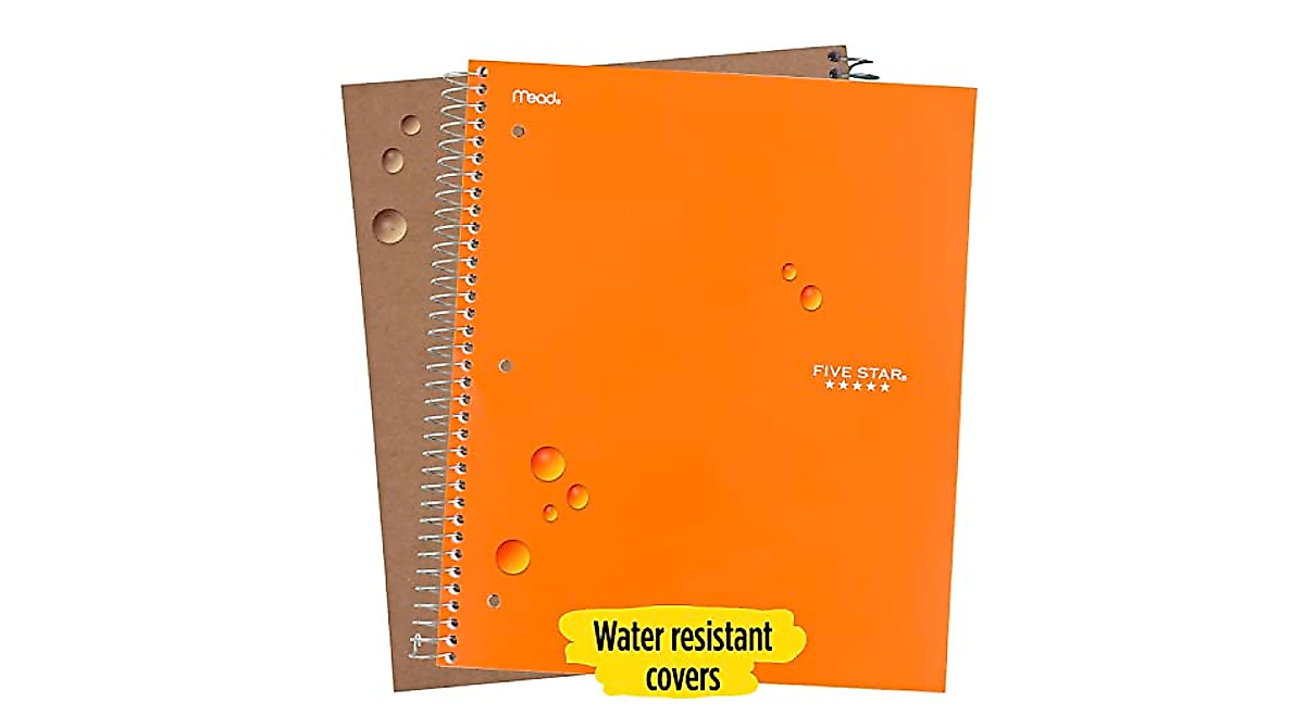 Five Star 2 Subject Spiral Notebook with Study App | Water-Resistant Cover