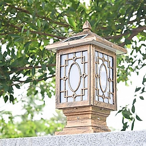 MODEBHD Automatic Switch Post Lantern, Pathway Outdoor Waterproof IP65 Aluminum Pillar Lamps, On/Off Solar Powered Post Lights, Villa Courtyard Lighting Fixtures