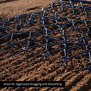 Titan Attachments Heavy Duty Drag Harrow 7 FT x 8 FT Leveling Grading Steel Mesh, 3/8in Tines, Tow Behind Agricultural-Style Drag