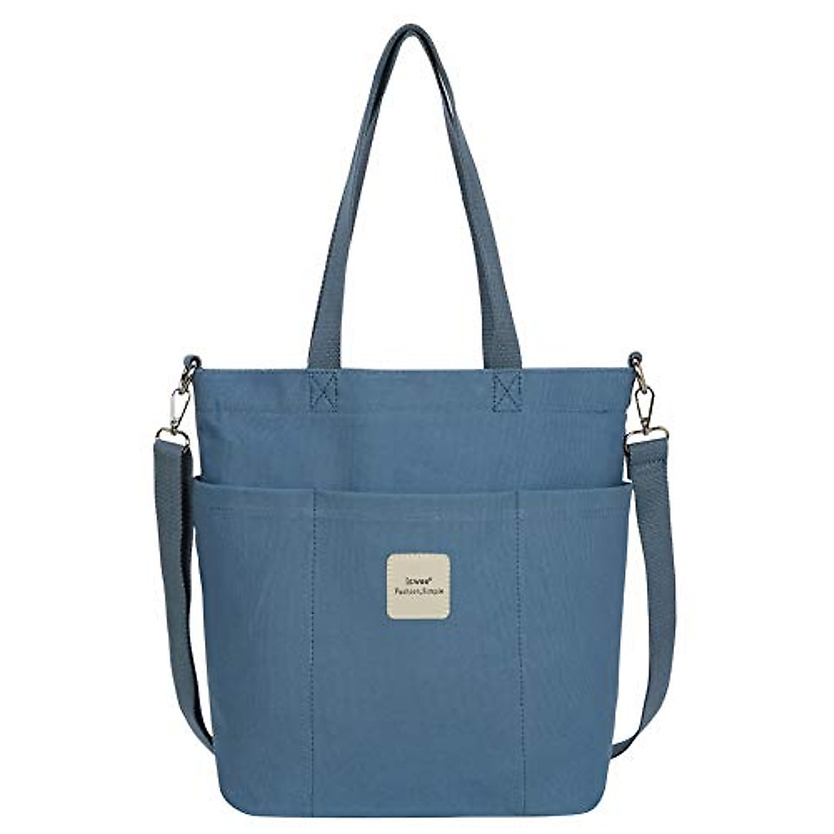 Iswee Canvas Tote Bag Cross-body Handbags Women Shoulder Bag Casual Top Handle Bag (Blue)