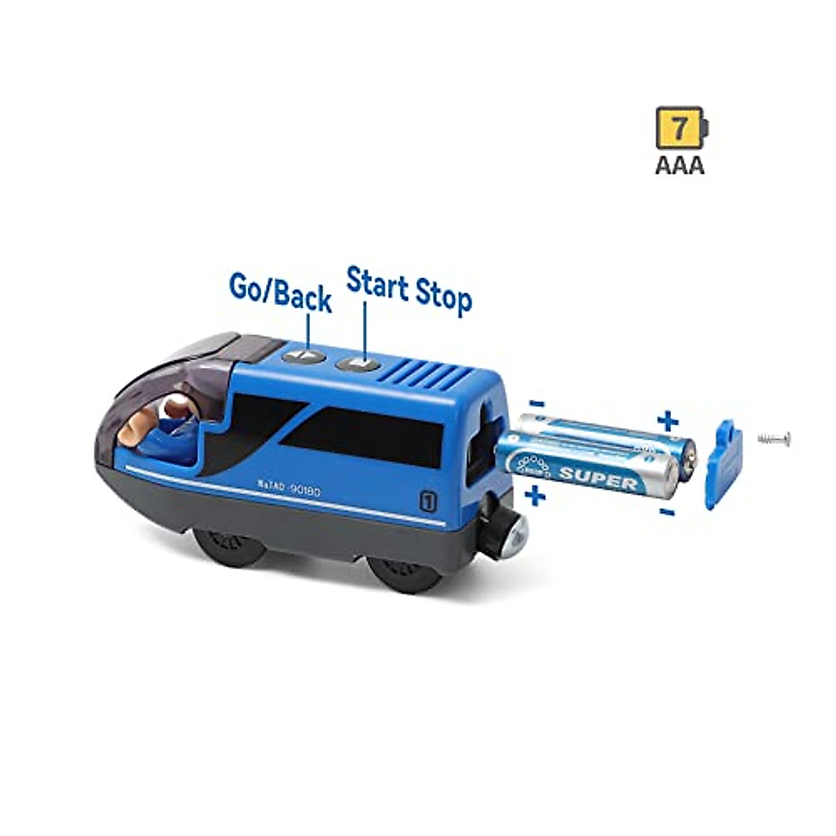 DSHMIXIA Battery Operated Train for Wooden Train Track Set Toys for Toddlers 3 4 5 Year Old Boys Kids Magnetic Couplings City Vehicle with Figures(without Battery)