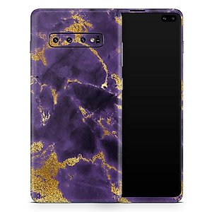 DesignSkinz Purple Marble & Digital Gold Foil V3 2 Protective Vinyl Decal Wrap Skin Cover Compatible with The Samsung Galaxy S20 (Screen Trim & Back Glass Skin)