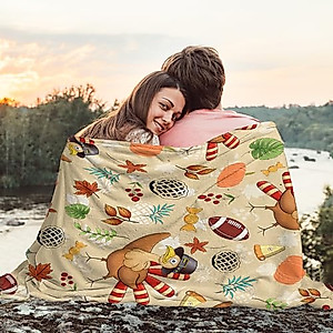 Thanksgiving Blanket Soft Throw Blanket Turkey Cozy Waarm Fleece Blanket Lightweight Bed Blanket for Women Men Kids All Season Blanket Office Home Sofa Travel Blanket 50"x60"