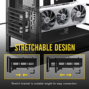 EZDIY-FAB Vertical PCIe 4.0 GPU Mount Bracket Graphic Card Holder with 5V 3 Pin ARGB LED Module, Video Card VGA Support Kit with PCIe 4.0 X16 Gen4 17cm/6.69in Riser Cable 90 Degree Right Angle (Black)