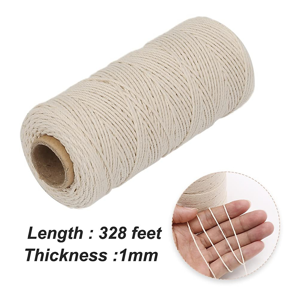 Vivifying Butchers Twine, 328 Feet 3Ply Cotton Bakers Twine, Food Safe Cooking String for Tying Meat, Making Sausage, Trussing Turkey, Roasting and Packing (Beige)
