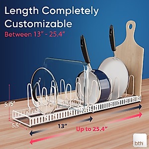 Better Things Home 12+ Expandable Pan and Pot Lid Organizer Rack for Cabinet, Pot Lid Holder Pot Organizers Inside Cabinet, Pots and Pans Organizer Under Cabinet (Off White, LID ORGANIZER)