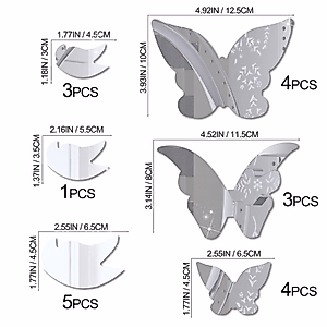 Amaonm 21 PCS Removable Crystal Acrylic Mirror Butterfly Wall Decals Fashion DIY Home Decorations Art Decor Wall Stickers Murals for Kids Nursery Room Bedroom Door Bathroom