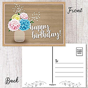 Stonehouse Collection | 50 Happy Birthday Postcards - 5 Birthday Designs | Elegant Design & Beautiful | Great for Friends, Family, Neighbors & Colleagues | Size: 4" x 6" | Bulk Birthday Postcards (Rustic Variety)