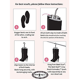 Boottique The Original Boot Hanger - Shoe Storage Space Saver (Set of 3); Boot Hanger, Boot Holder, Boot Clips (Black)