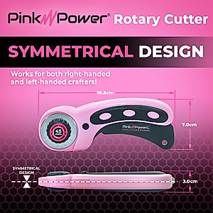 Pink Power Electric Fabric Scissors for Crafts, Sewing, Cardboard, Carpet & Scrapbooking - Heavy Duty Cutting Tool, Automatic Cordless Electric Scissors Fabric Cutter & Rotary Cutter Set (Pink)