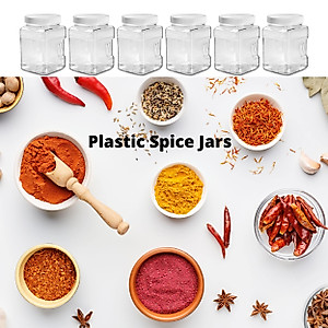 kelkaa 16oz Clear PET Plastic Square Wide Mouth Jars with Grip Handle and White Ribbed Lined Caps, BPA Free, Multi-Use Empty Containers, 63mm/400, Made in the USA (Pack of 6)