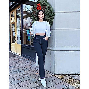 G4Free Bootcut Yoga Casual Pants for Women with Pockets Flare Jeans Jeggings Lounge Pants (Navy,M)