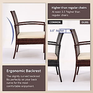 Hubhalsun Patio Wicker 4 Piece Set for Outdoors,Garden Wicker Funiture for Backyard, Indoor Rattan Chair, 4-Person Seating Group with Cushion (Orange)