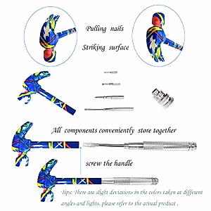 Floral Hammer with Screwdriver 6 in 1 Multifunctional Tool Set with Slotted/Flat Head Phillips Screwdriver & Nut Drivers Garden Tool Nail Puller Hammer Gift for Halloween Thanksgiving Christmas (Blue)