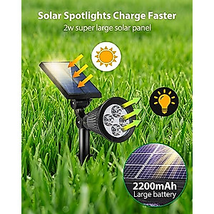 FALOVE Solar Lights, 2-in-1 Waterproof 4 LED Solar Spotlight Adjustable Wall Light Landscape Light Security Lighting Dark Sensing Auto On/Off for Patio Deck Yard Garden Driveway Pool Area(2 Pack)