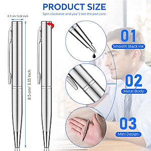 16 Pcs Mini Pens Small Pens Short Pens bulk Mini Metal Ballpoint Pens Small Stainless Steel Point Pen with Copper Fittings for Pockets Notebook Notepads Office School (Silver)