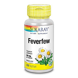 SOLARAY Feverfew Leaf 455mg | Head Discomfort, Circulatory Health & Blood Vessel Support Supplement | Vegan & Non-GMO | 100 VegCaps