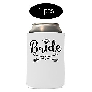 Veracco Bride and Bride Tribe Drinking Team Can Coolie Holder Bachelor Party Wedding Favors Gift For Groom Groomsmans Proposal (White/Black, 12)