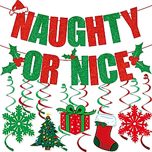 Naughty Or Nice Banner Naughty Or Nice Christmas Decorations Funny Christmas Decorations Team Naughty Or Nice Party Decorations Nughty Or Nice Christmas Decor