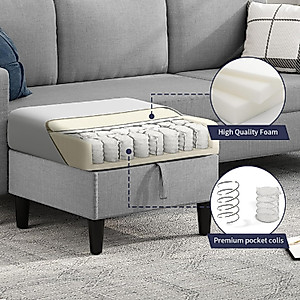 ijuicy Convertible Sectional Couch Sofas, Light Grey