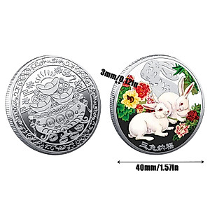 Chinese Zodiac Rabbit Commemorative, 2023 New Year of The Rabbit Uncirculated Coin, for Collectors, Collector Coin, Craft Decorations, Lucky Souvenir Gifts