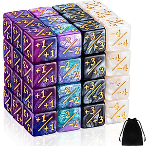 Sumind 48 Pieces MTG Dice Counters Token Dice Compatible with Magic The Gathering Dice Glitter D6 Dice Cube Loyalty Counter Dice Compatible with MTG, CCG, Card Gaming Accessory (Trendy Style)