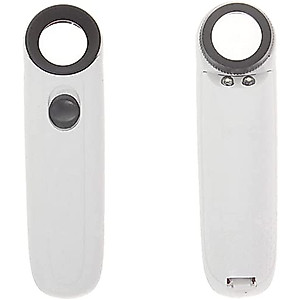 Handheld 40x High Power Hand Held Magnifier Magnifying Glass with 2-LED Light (White with Black)