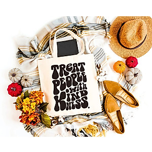 GXVUIS Canvas Tote Shopping Bag for Women Inspirational Reusable Grocery Shoulder Bags for School Travel Beach Girls Gifts White