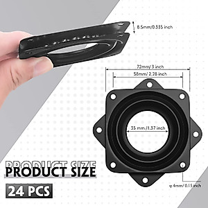 24 Pcs Lazy Susan Hardware Turntable Bearings 3 Inch Square Rotating Bearing Plate Swivel Plate Lazy Susan Square for Serving Trays, Kitchen Storage Racks, Craft Table, Makeup Holder, 0.34 Inch Thick