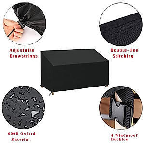 Bliifuu Outdoor Bench Cover, 2-Seater Patio Chair Cover Waterproof UV Resistant Rip Proof, Garden Furniture Sofa Cover 52.7 Inch, Black