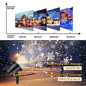 Christmas Snowfall Projector Lights, Upgraded Dynamic Snowflake Projector Lights Indoor, IP65 Waterproof White Snow LED Snowfall Projection Outdoor Lights for Halloween Party Home Garden Decoration
