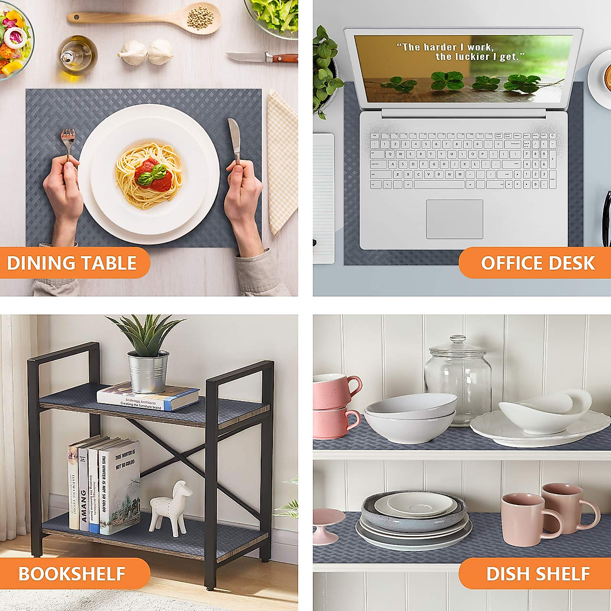 StaHom Shelf Liners for Kitchen Cabinets Refrigerator Liners Waterproof & Oil-Proof Kitchen Cupboard Liner Non-Slip Drawer Mats EVA Non Adhesive Fridge Liner for Shelves - Gray 11.8 x 236.2 Inches