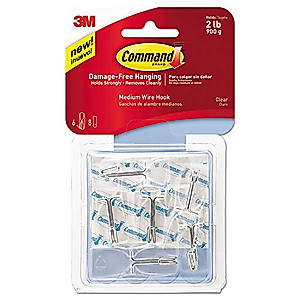 Command 17065Clrvpes Clear Hooks & Strips Plastic Medium 6 Hooks & 8 Strips/Pack