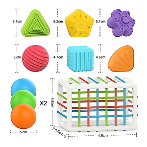 Montessori Sensory Toys for 1 Year Old Boy and Girl, Baby Shape Sorting Bin Gifts for 12 Months, Early Learning Educational Toddler Bath Toys for Toddlers