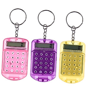 NUOBESTY 3pcs Pocket Calculator Key Ring Tiny Small Portable Mini Electronic Calculator for Kids Home Students School (Random Color)