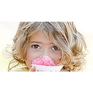 Nostalgia Snow Cone Shaved Ice Machine - Retro Cart Slushie Machine Makes 48 Icy Treats - Includes Metal Scoop, Storage Compartment, Wheels for Easy Mobility - White, Blue