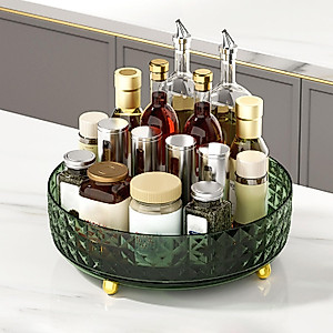 Non Skid Lazy Susan Turntable, 1 Tier Non Skid Spice Rack Turntable, 9 Inch Spinning Organizer, 360 Degree Rotating Seasoning Organizer for Kitchen, Pantry Cabinet, Refrigerator, Dark Green